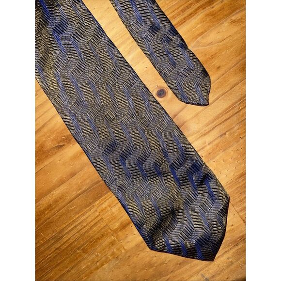 Accessories | Enrico Venturi Neck Tie Men Metallic Gold Blue 10 Silk ...